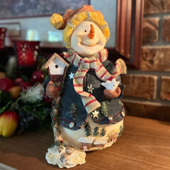 Accents | Rare Vintage Snowman Foot Tall Hand Painted Holiday Sculpture ...